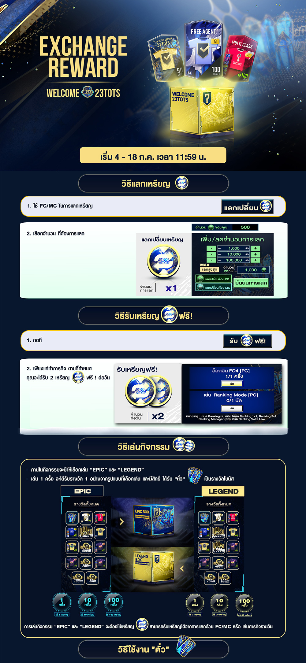 [กิจกรรม] กิจกรรม EXCHANGE REWARD ต้อนรับ 23TOTS